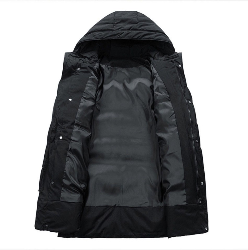 Men's medium long winter warm coat, hooded padded coat, casual padded ...