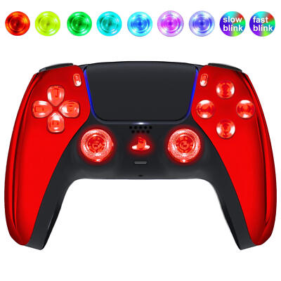 Red Chrome Silent Modz LED Light-Up Buttons Wireless Custom Controller ...