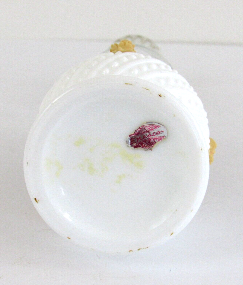 Vtg Enesco Mini Kerosene Oil Lamp MCM Hobnail Milk Glass Pink Roses 8.5 ...