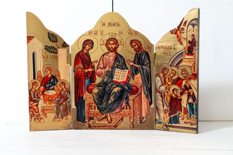 Large Handmade Christian Triptych with amazing details and Superior ...