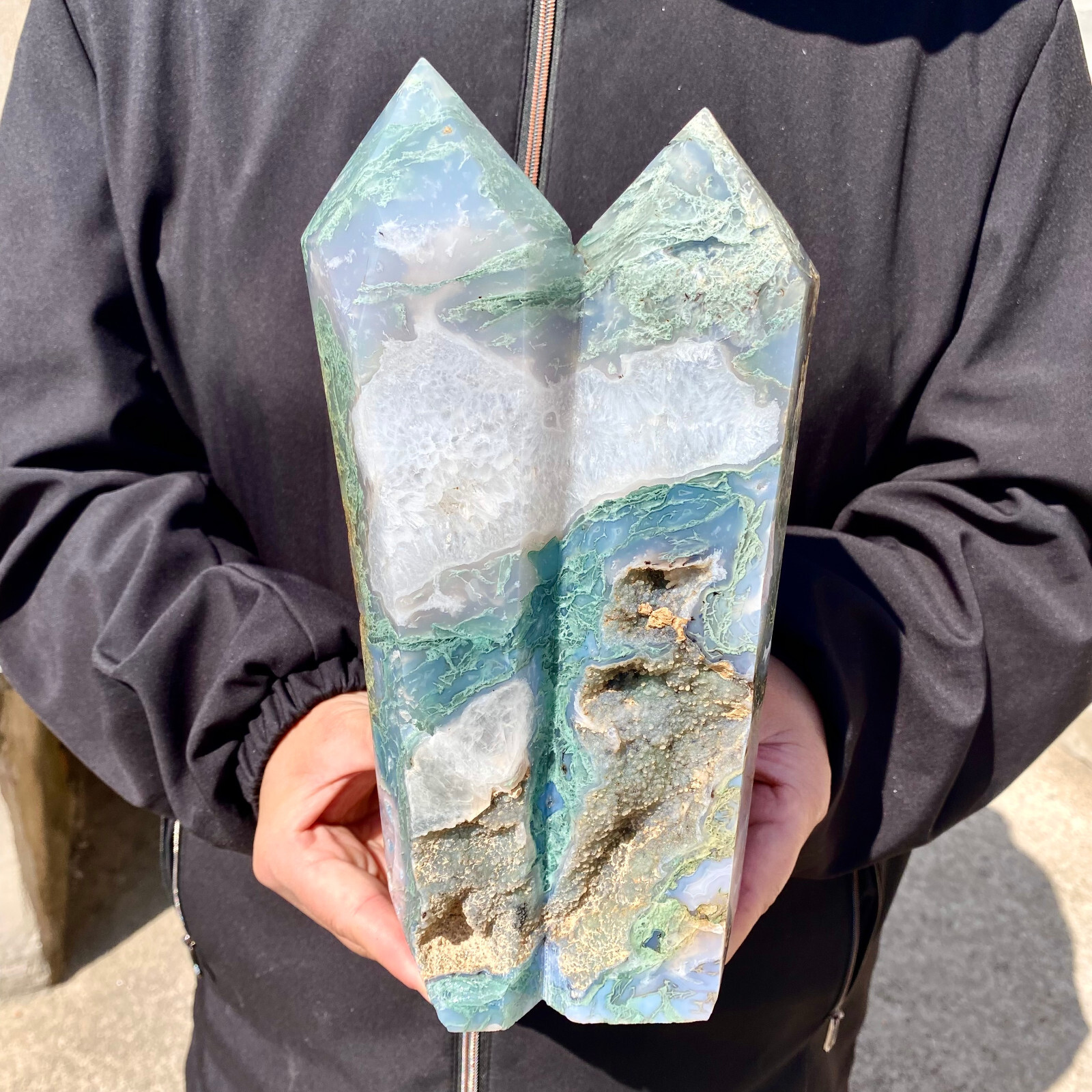 7LB Natural Water Grass Agate Multi pointed obelisk Crystal Energy ...