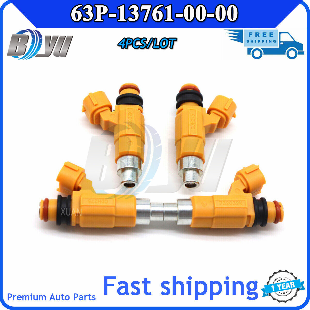 Set 4pcs New Fuel Injectors 63P-13761-00-00 For Yamaha F150 Outboard ...
