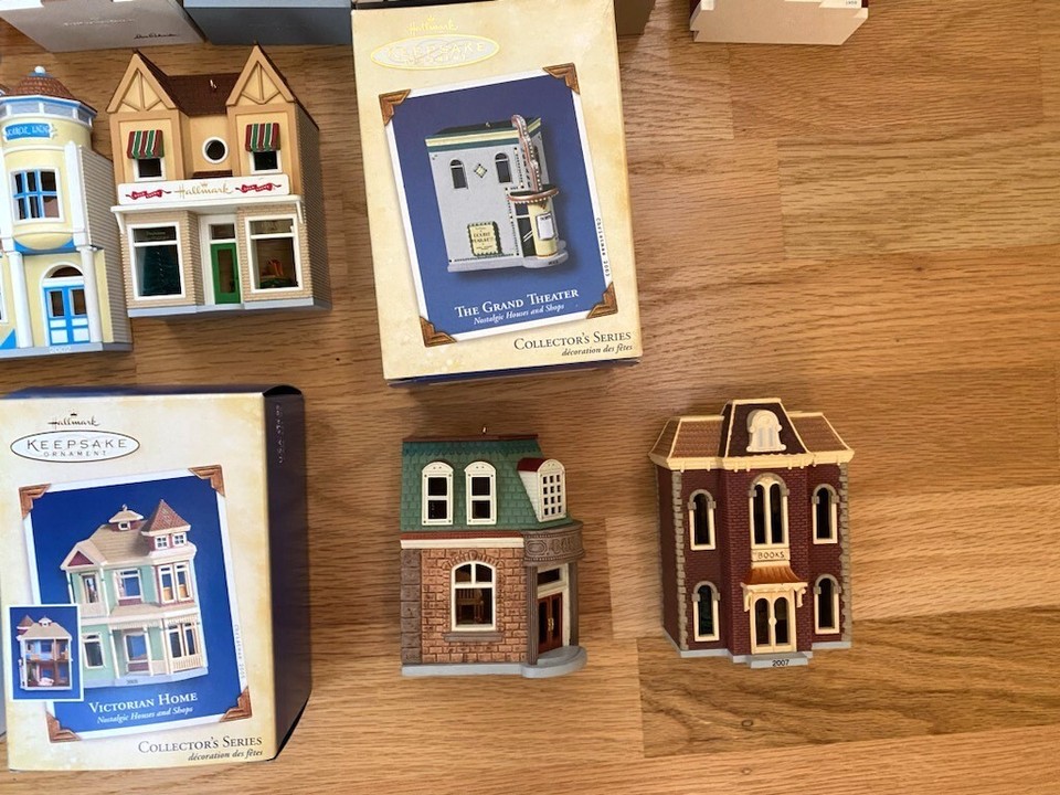27 Hallmark Nostalgic Houses & Shop Series Bundle Collectors Ornaments ...