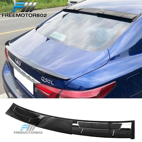 Fits 14-24 Infiniti Q50 Gloss Black PP Rear Window Roof Spoiler Wing V ...