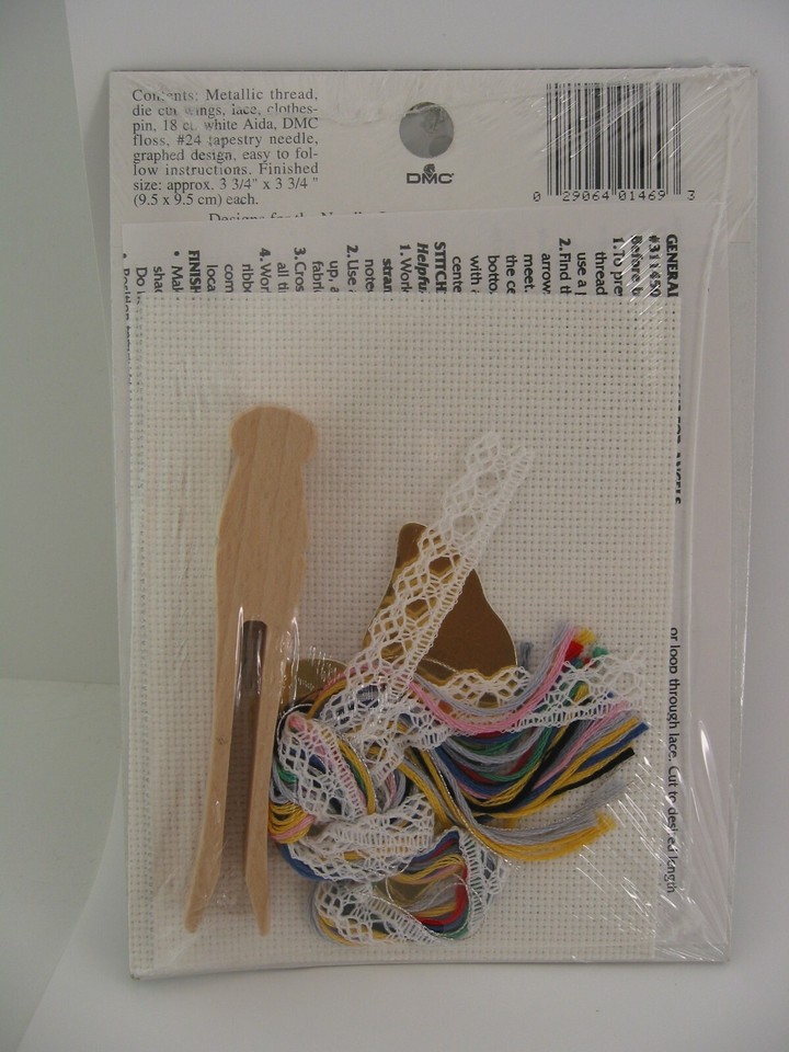 Needle Inc. COUNTED CROSS STITCH ANGEL Clothespin Ornament #1469 Mice ...
