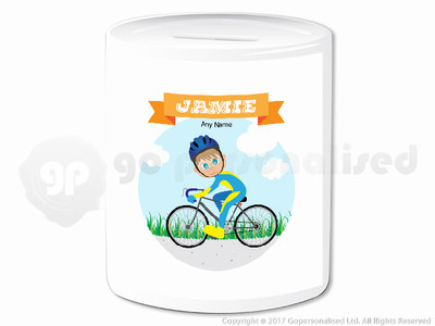 Personalised Gift Bicycle Cycling Cyclist Money Box Piggy Bank Men ...