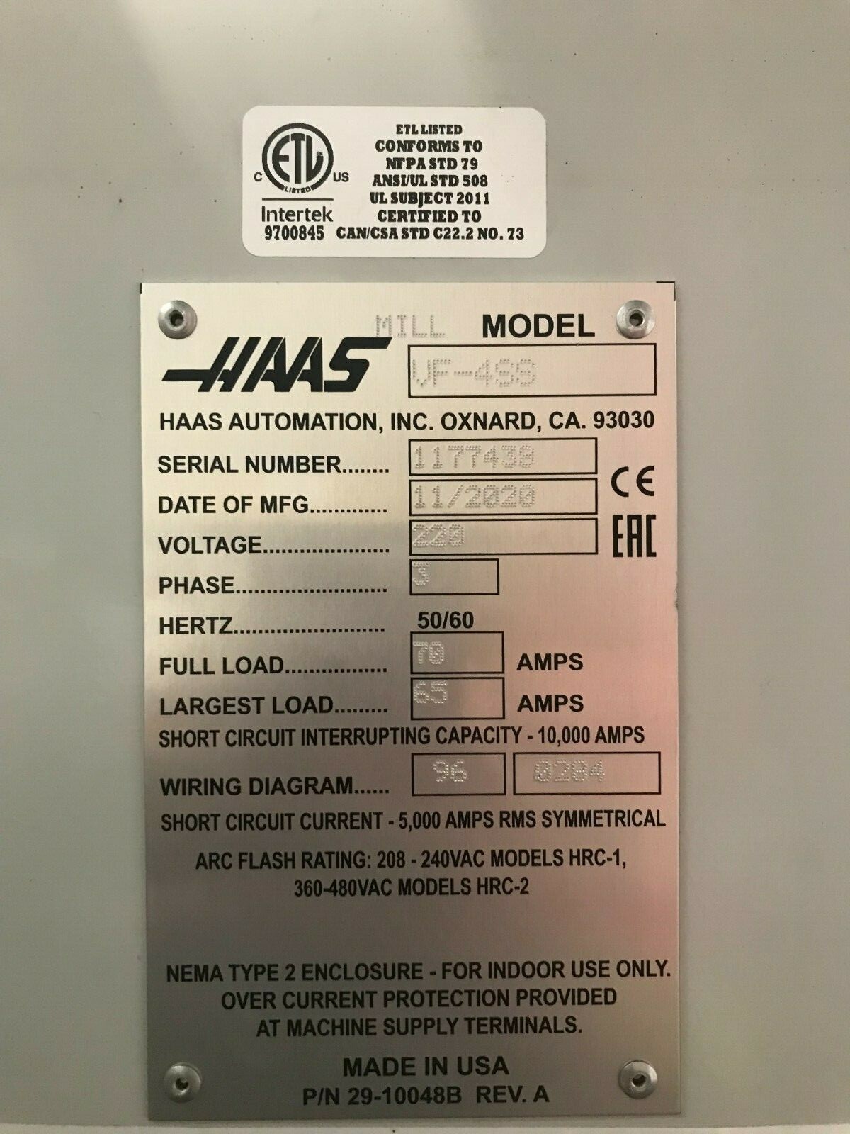 HAAS VF4-SS, 2020 - HRTA6 ROTARY, PROBING, 5TH AXIS DRIVE, SMTC ...