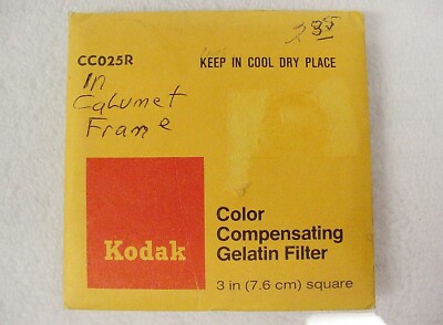 Kodak Color Compensating Filter CC25R | 3" x 3" | Gelatin Wratten ...