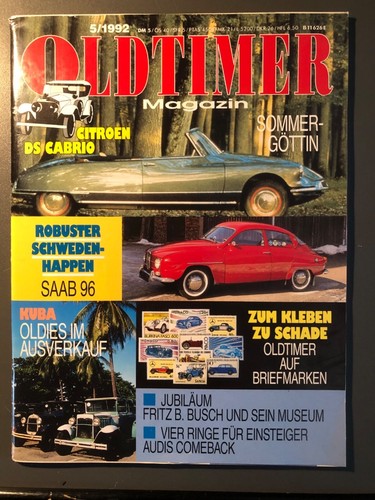 Oldtimer Magazin Mai 5/1992 Citroën DS Cabrio, Saab 96, Kuba Oldie ...