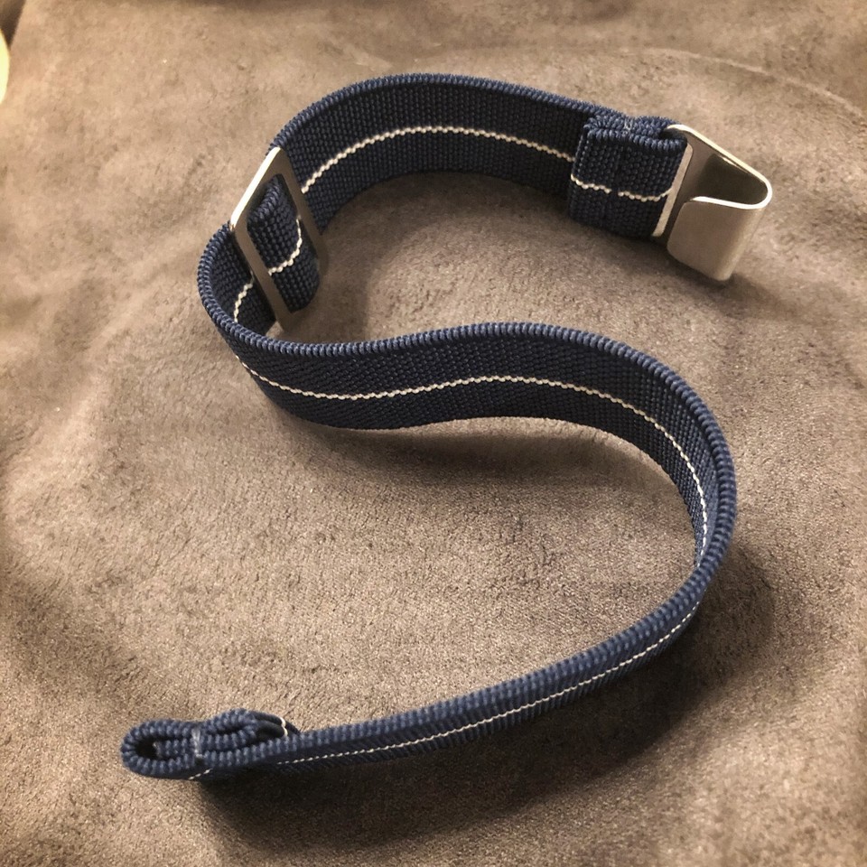 No-Pass Parachute Style Elastic Watch Strap Military MN 20mm Navy Blue ...