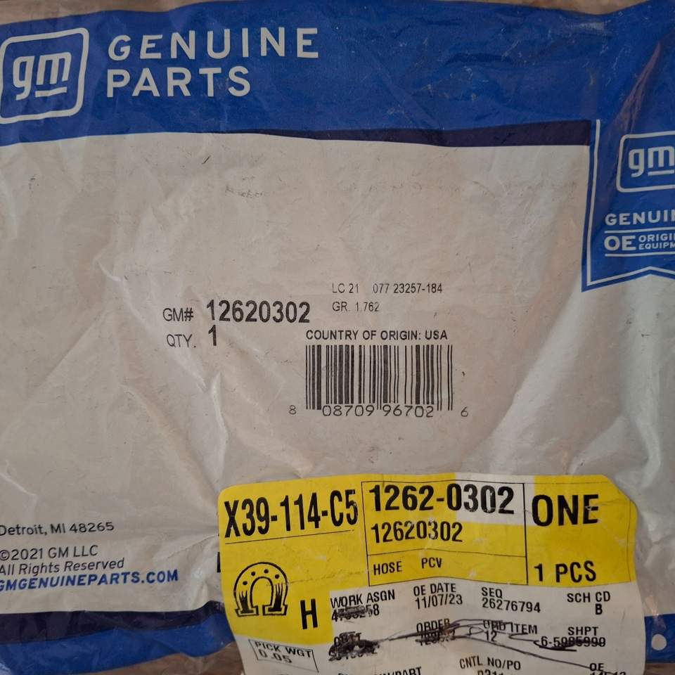 2012-2017 BUICK VERANO 2.4 PCV HOSE TUBE NEW GM# 12620302 | eBay