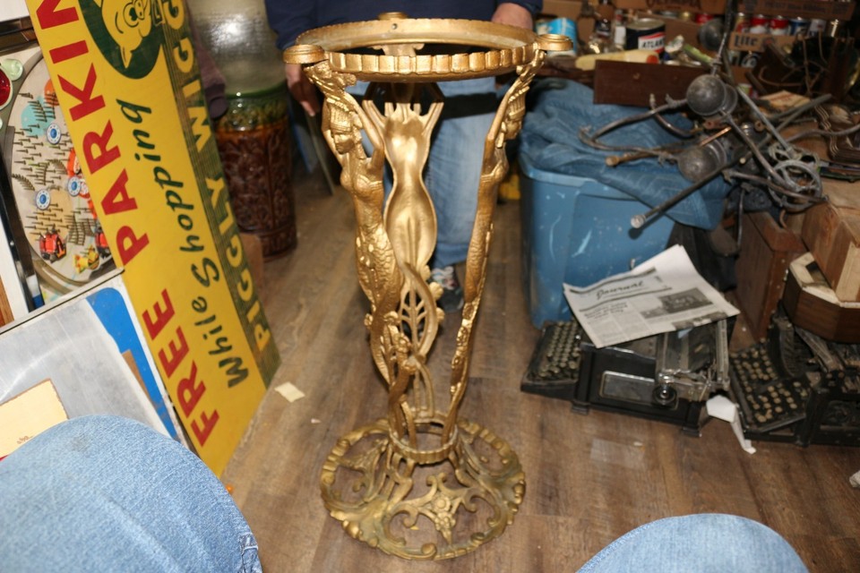 Antique Art Deco Booth Co. Cast Iron Lighted Fish Bowl Stand Aquarium ...