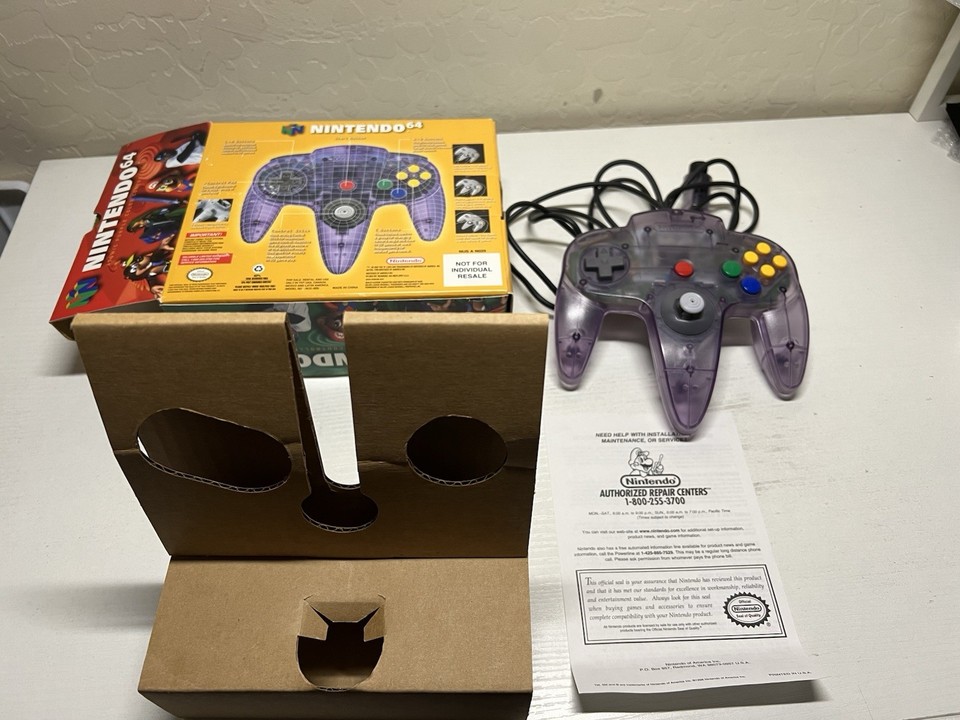 Nintendo 64 Atomic Purple Controller - Complete In Box - Tested/Works ...
