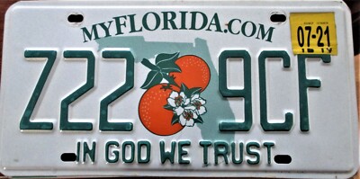 2021 FLORIDA DOUBLE ORANGE LICENSE PLATE # ZZ2 9CF | eBay