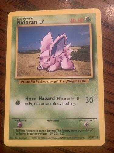 Pokémon TCG Nidoran Base Set 55/102 Regular Unlimited Common | eBay