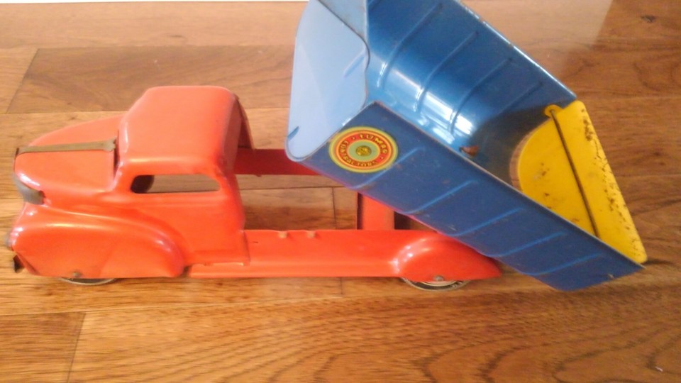 Vintage MARX LUMAR CONTRACTORS Pressed Metal 18" Toy Dump Truck RARE | eBay