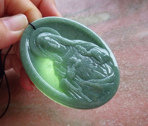 Video Certified Green Natural A JADE JADEITE PENDANT Virgin Mary 圣母 ...