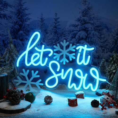 Let It Snow Neon Sign 11.8 X 16.5 Inch Winter Led Sign Lighted Wall Art ...