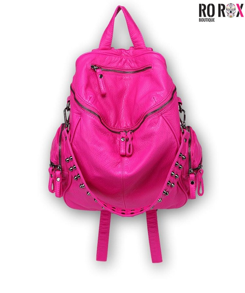 Ro Rox Calamity Backpack PU Punk Gothic Bag School Uni Womens Studded ...