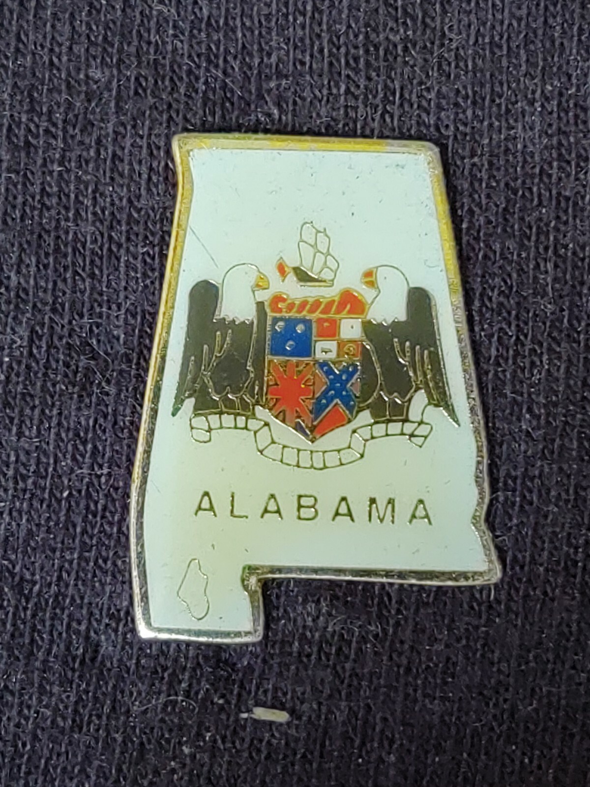 Alabama State Shaped Enamel Lapel Pin - Gem