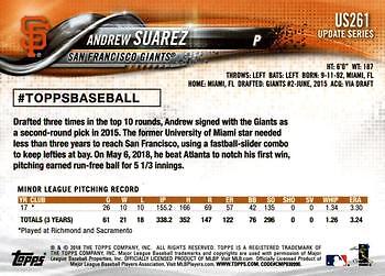 2018 Topps Update #US261 Andrew Suarez San Francisco Giants Rookie Card ...