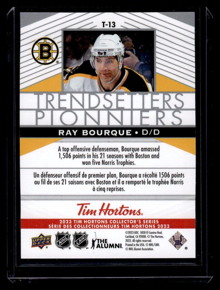 2023 UD Tim Hortons Legends Trendsetters Pionniers Ray Bourque #T-13 | eBay