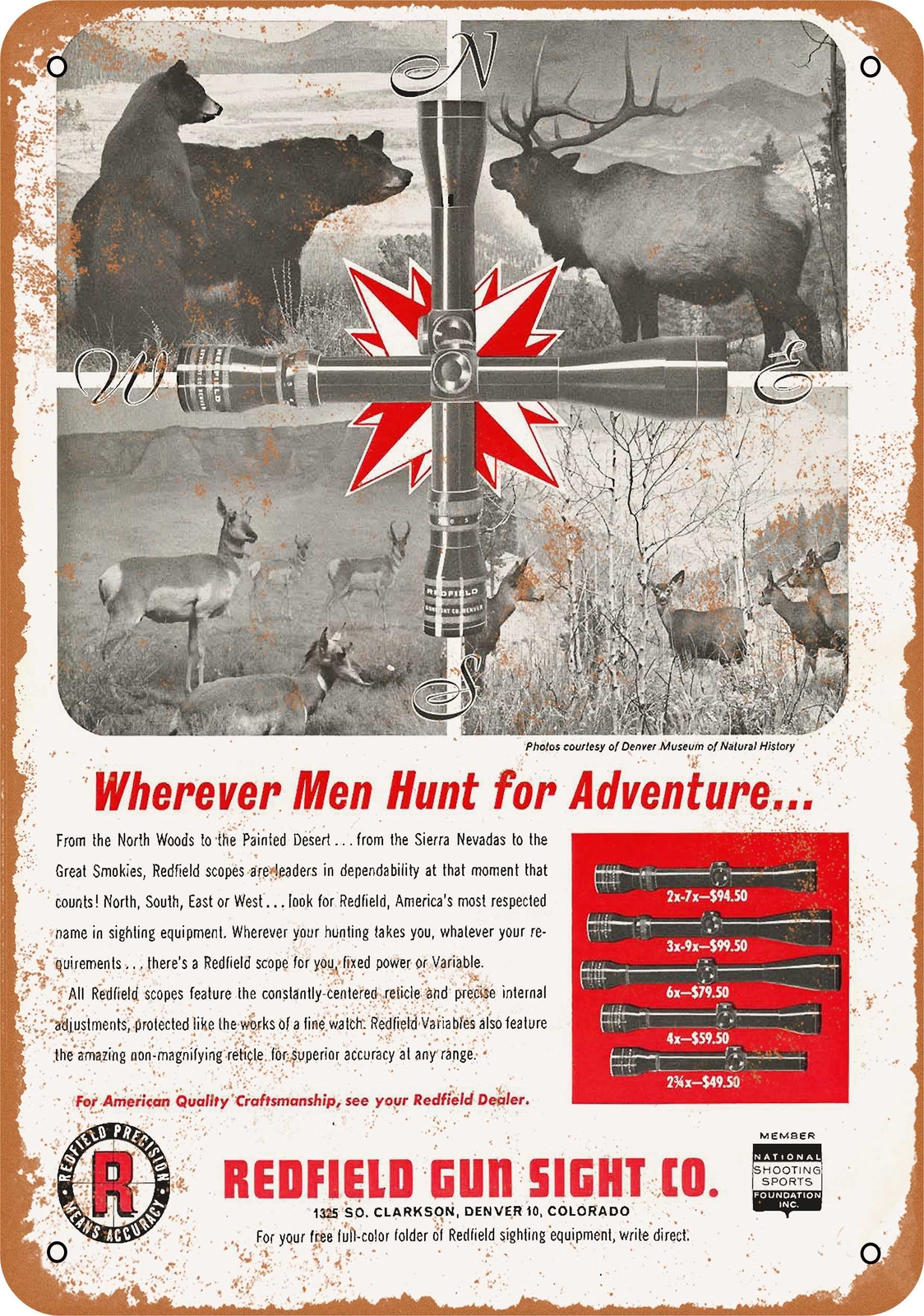 METAL SIGN - 1963 Redfield Gun Sights - Vintage Look Reproduction | eBay