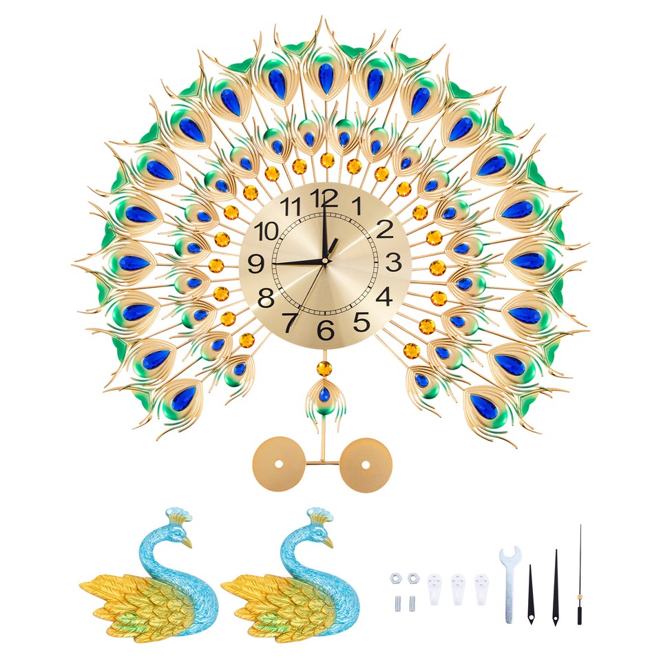 Large Peacock Wall Clock Modern Decorative Peacock Wall Clocks Home Wall Clock | eBay