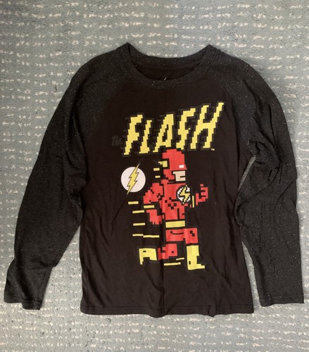The Flash Long Sleeve Tee T-Shirt Black Boys M 10/12 NEW DC Comics ...