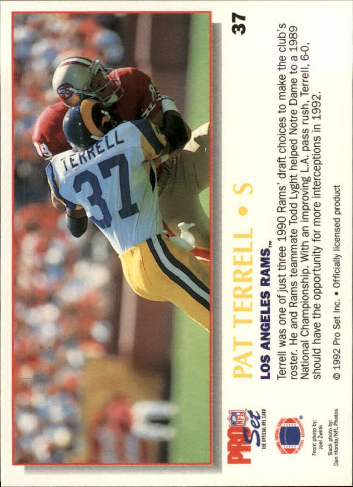 1992 Power Football Card #37 Pat Terrell | eBay