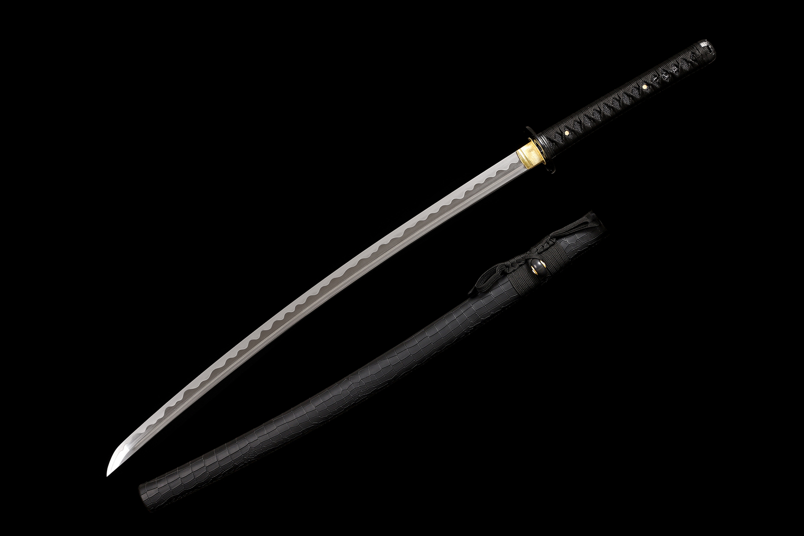 Black Japanese Samurai Katana Warrior Sword Carbon Steel Blade Golden ...