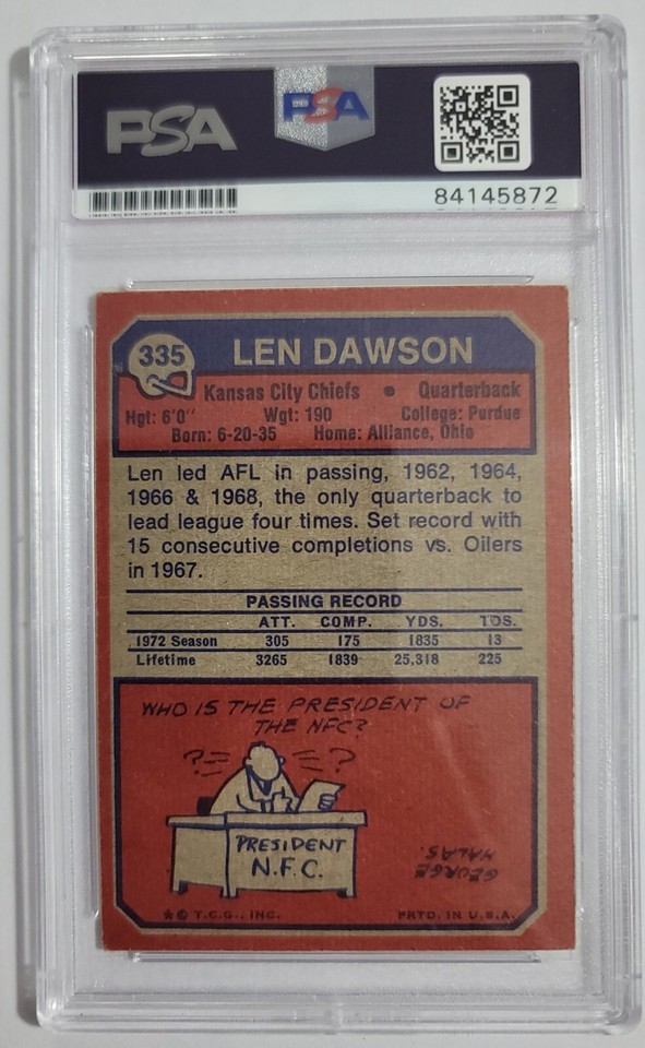 Len Dawson PSA DNA Signed 1973 Topps Autograph | eBay