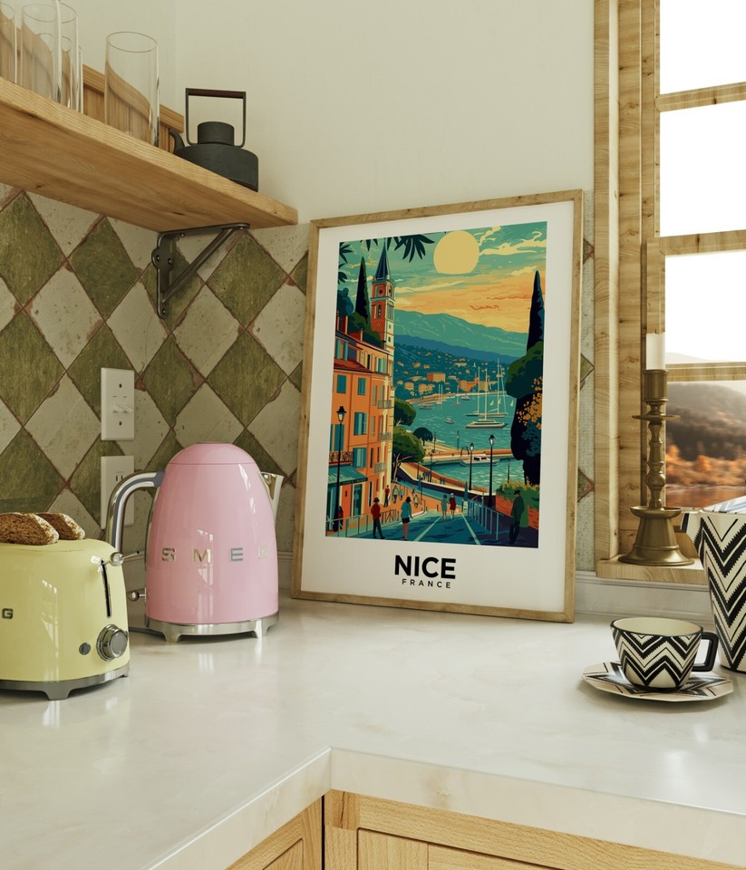 Nice France Vintage Style Travel Poster - French Cities | Collectible ...