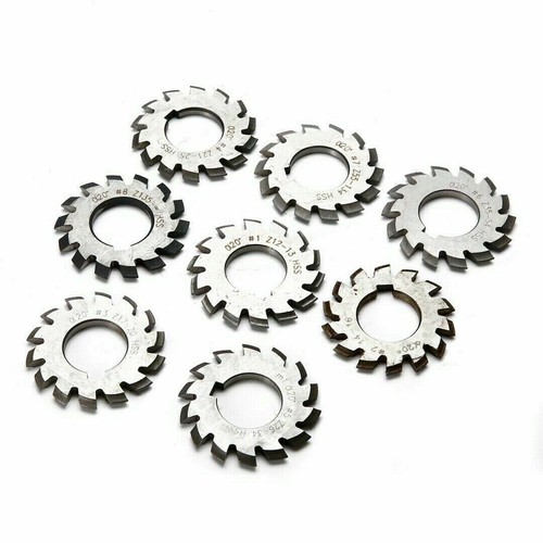 8Pcs M1.25 20 Degree HSS Involute Gear Milling Cutter Set #1-8 ...