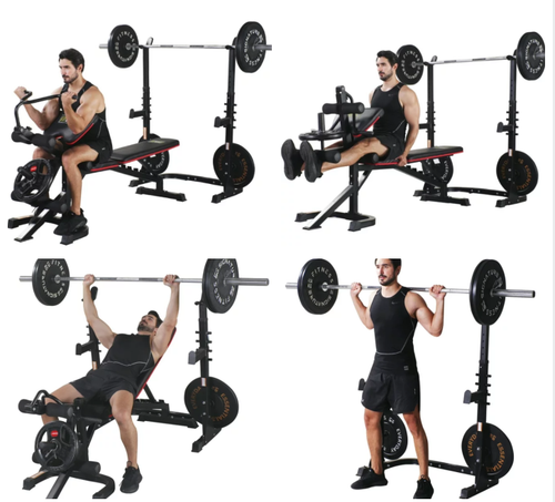 Olympic Workout Bench With Squat Rack,Leg Extension,Preacher Curl ...