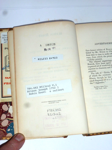 Joseph Ritson Robin Hood Collection of All the Ancient Poems Songs 1832 ...