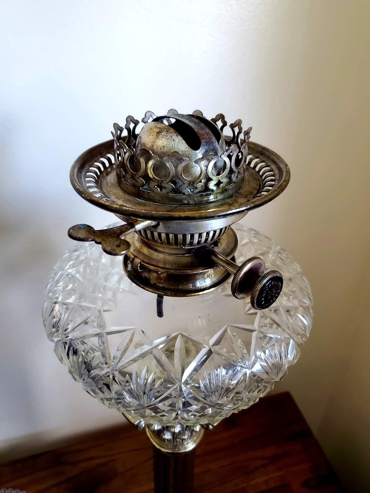 Antique 1800's Messenger's Corinthian Column Silverplated Banquet Oil ...