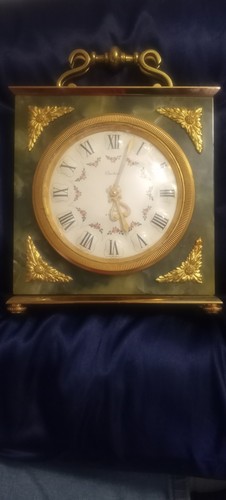 Large Gold Dore Bronze and Onyx Bucherer Enamel Face Clock By Imhof ...