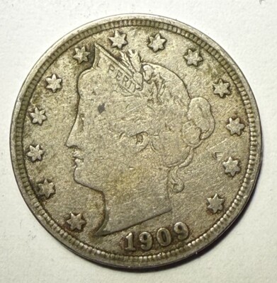 Rare 116 Year Old 1909 Liberty V Nickel Nice Coin US Lot Partial ...