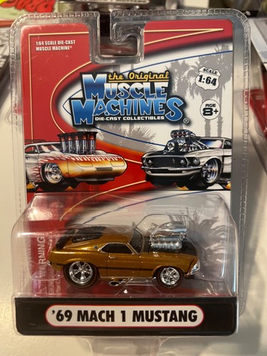 Muscle Machine '69 MACH 1 MUSTANG 1:64 Scale Gold w/Black Pin Stripe By ...