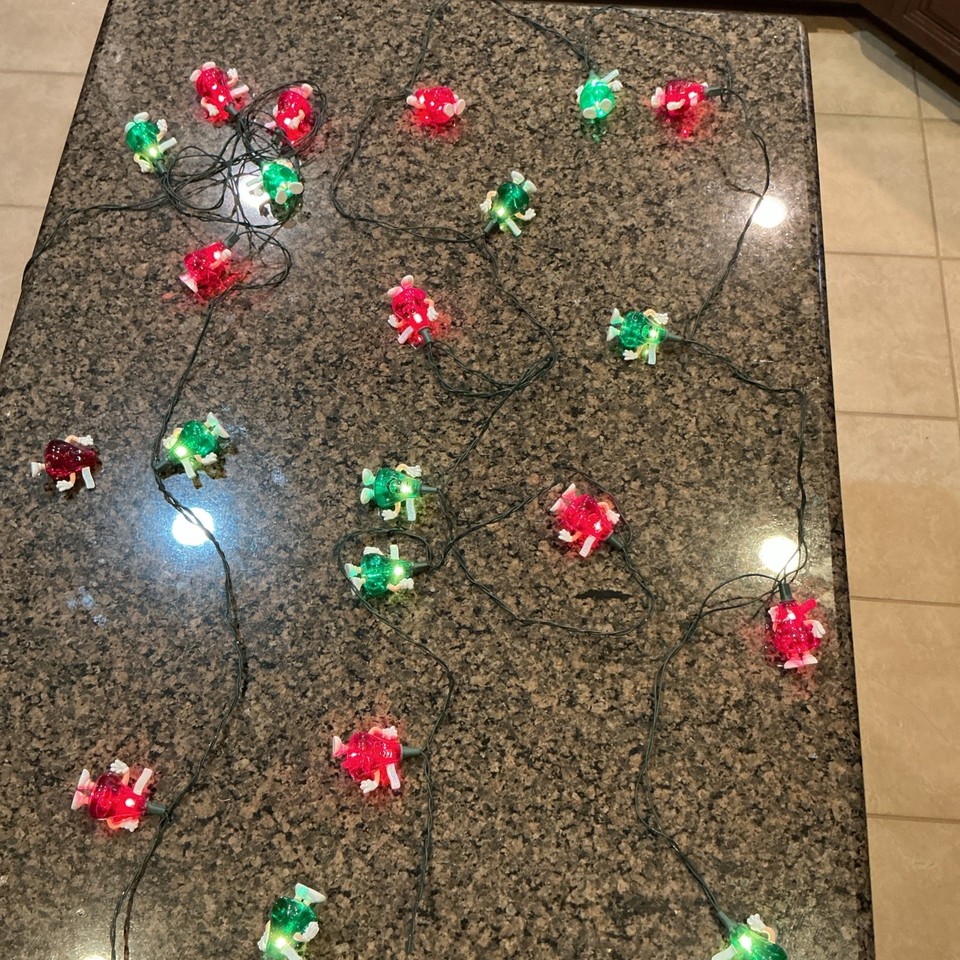 HERSHEY KISSES FIGURAL CHRISTMAS LIGHTS STRAND STRING OF 20 RED GREEN ...