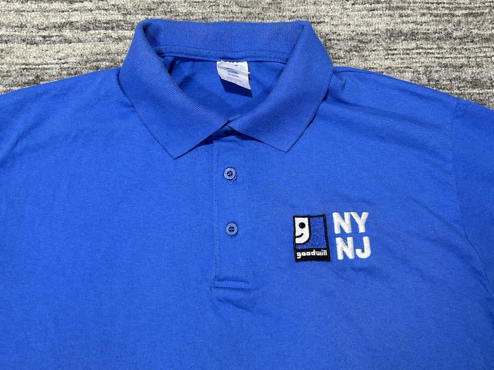 Goodwill Polo Shirt Mens Large Blue Short Sleeve NJ NY Employee Uniform ...