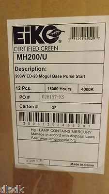 EIKO 200 watt ED28 Mogul Screw E39 Base 4,000K Clear Pulse Start ONE BULB | eBay