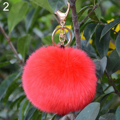 Hot Furry Ball Keychain Bag Key Hanging Tail Accessories Rabbit Fur Key ...