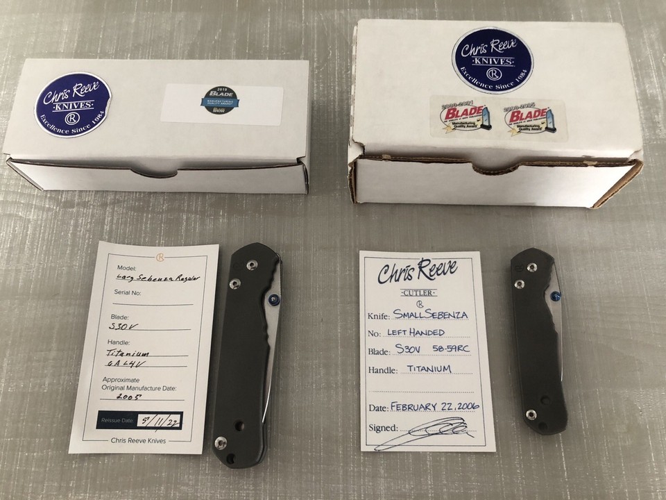 Chris Reeve Regular Sebenza - Large And Small - LEFT HAND KNIFE - S30V ...