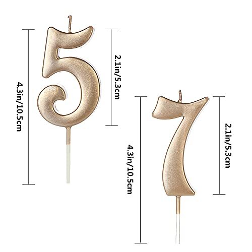 75th & 57th Number Birthday Candles for Cake Topper, Number 75 ...