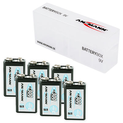 ANSMANN 9V Rechargeable Battery (6pcs.) + Battery Box for transport | eBay