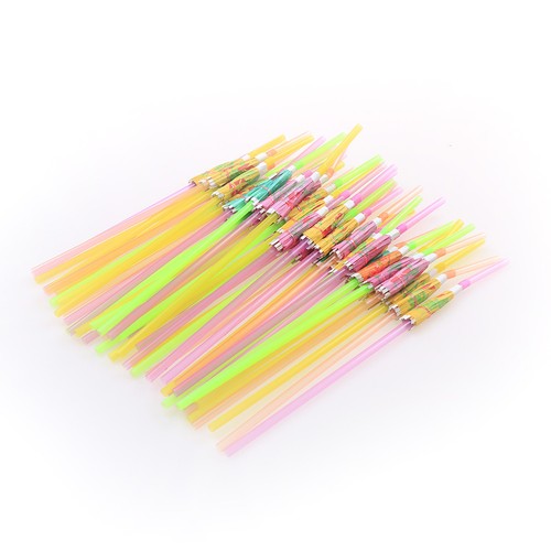 50Pcs Fruit Juice Cocktail Straws Beach Party Umbrella Plastic Drinking ...