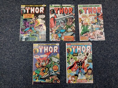 The Mighty Thor # 230 231 235 237 239. Lot of 5 Marvel Comics 1974. VG ...
