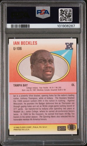 1990 Fleer Update #U-106 Ian Beckles PSA 9 Mint RC Rookie Card Tampa ...